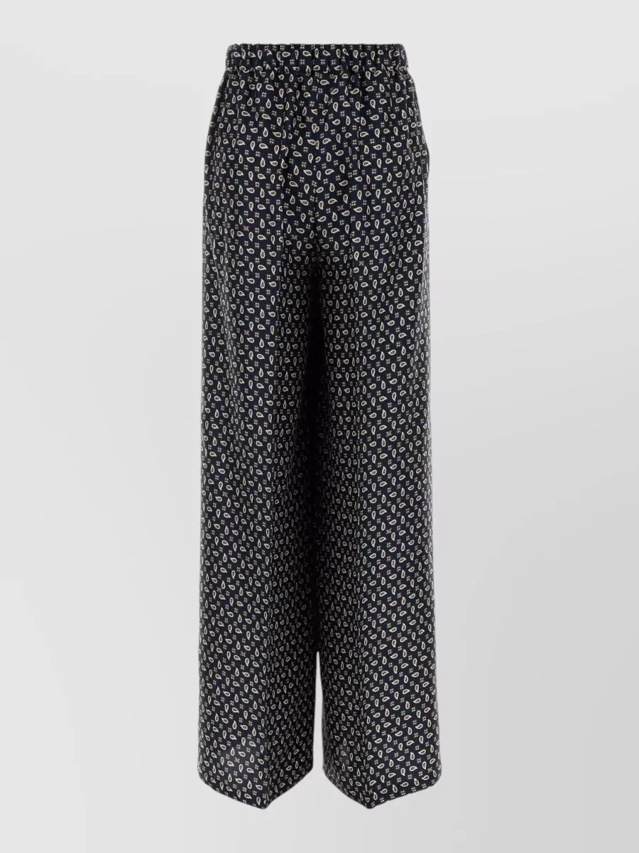 Max Mara Silk vischio trousers all over print wide | The Fashion Square