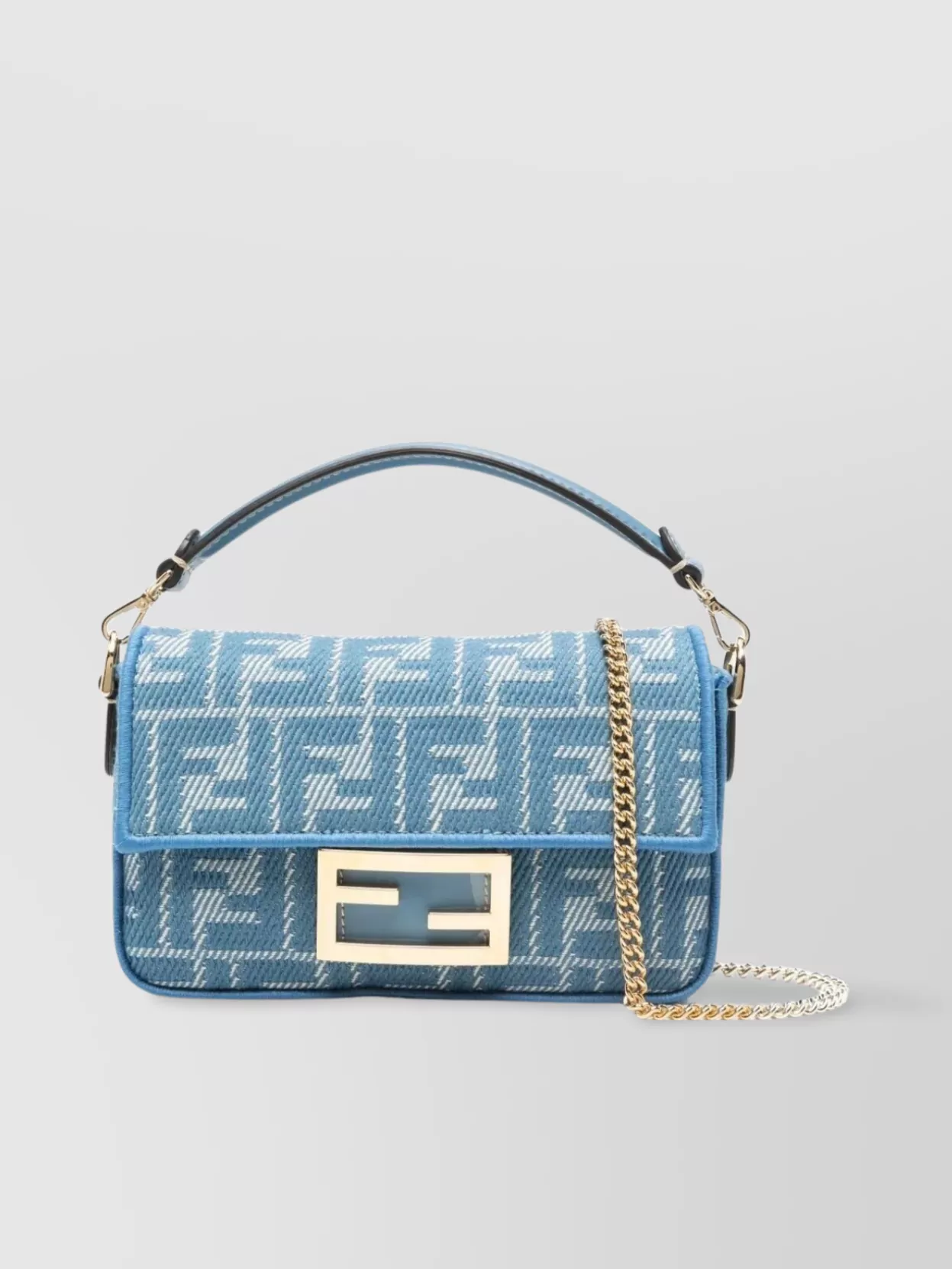 Fendi Jacquard mini baguette bag with denim effect | The Fashion Square