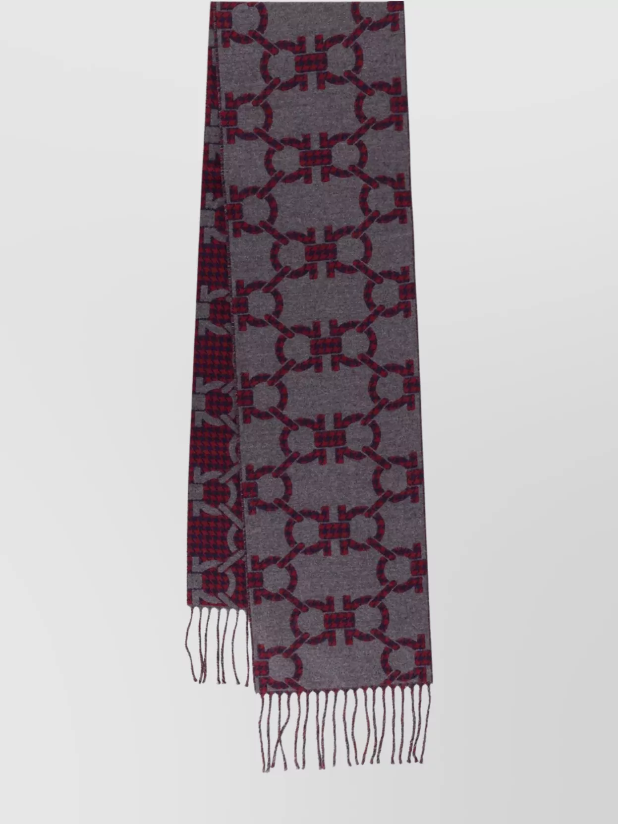 Ferragamo Wool scarf with patterned fringe detail | The Fashion Square