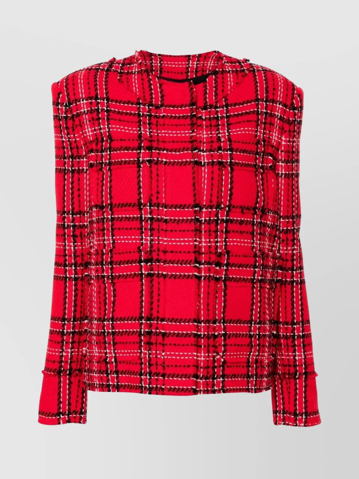 MSGM Textured tweed check jacket with shoulder pads | The Fashion Square