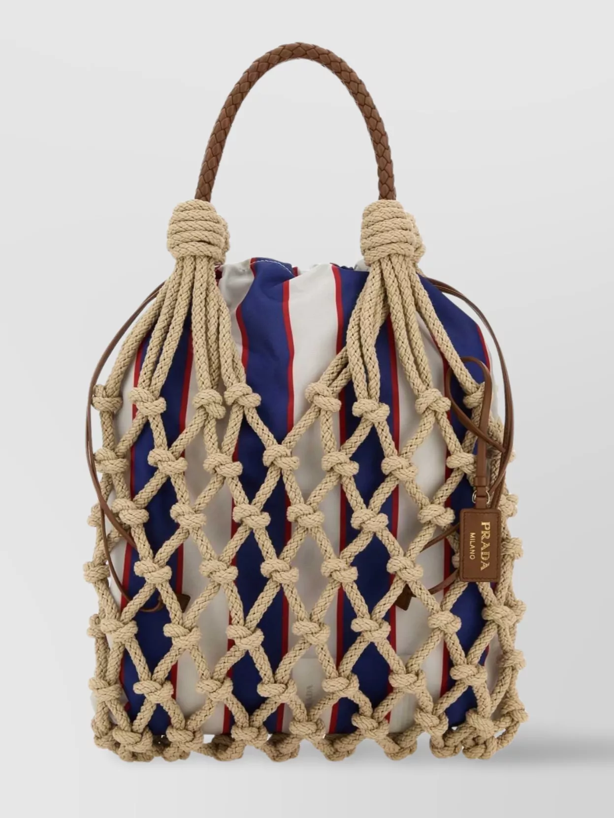 Prada Mesh handbag with braided handles and knotted net design | The ...